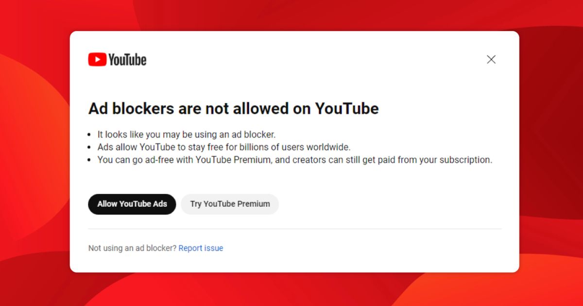 YouTube experiments with blocking Ad Blockers, requires users to allow ...