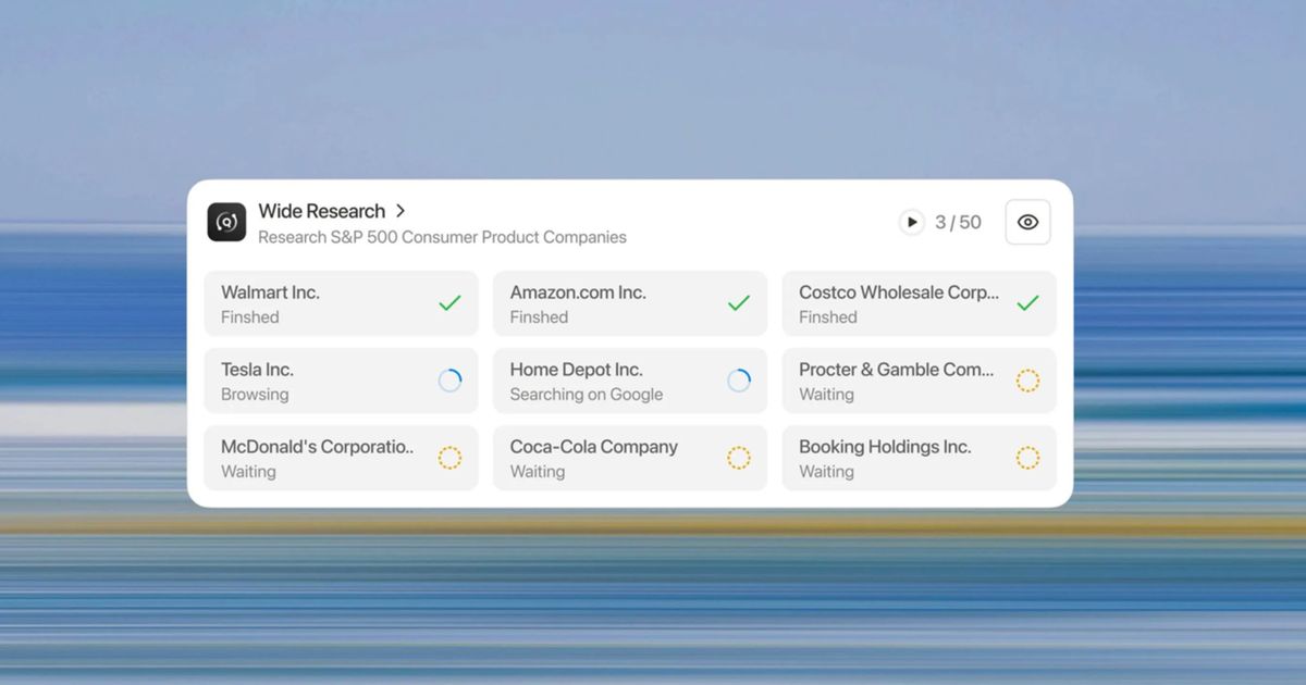 Manus unveils new Wide Research mode, enabling 100+ parallel AI agents ...
