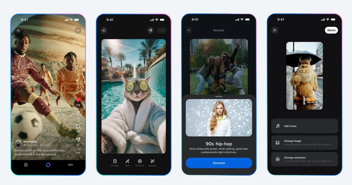 Meta launches its AI-generated short video feed 'Vibes' to users across ...