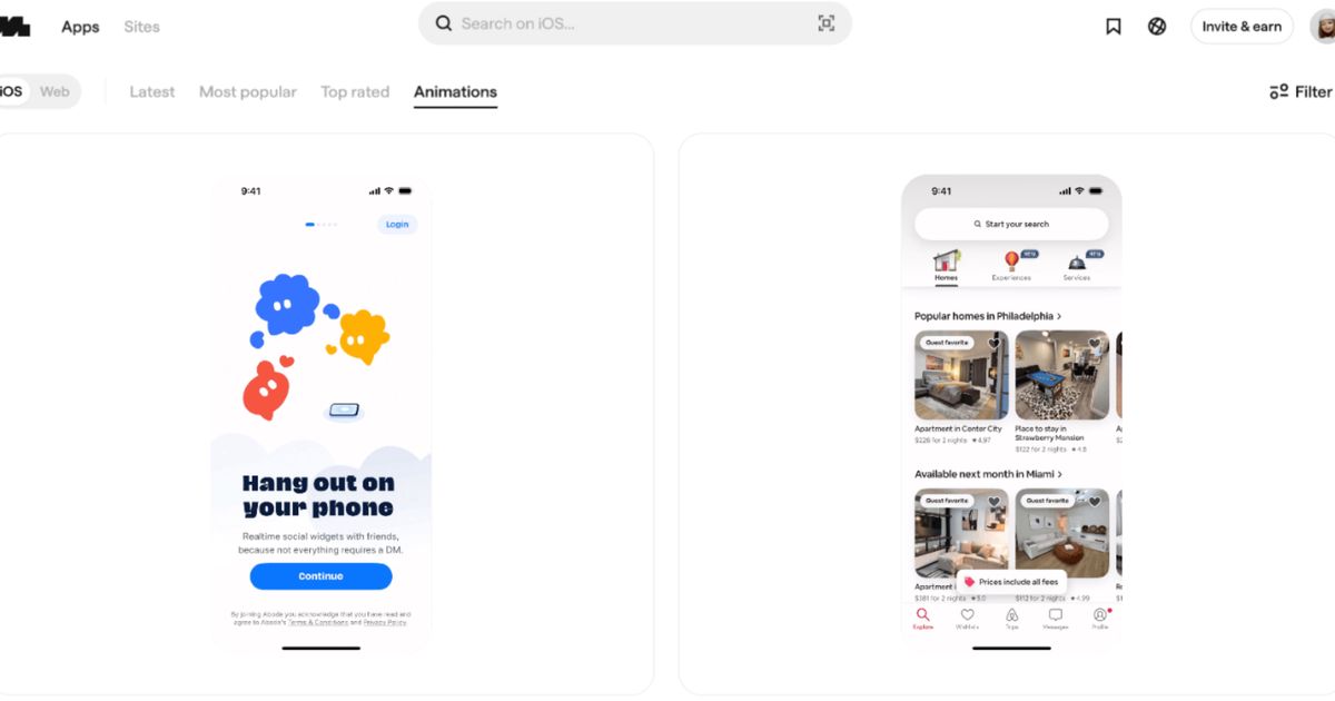 Mobbin introduces animations and new filter options | AlternativeTo