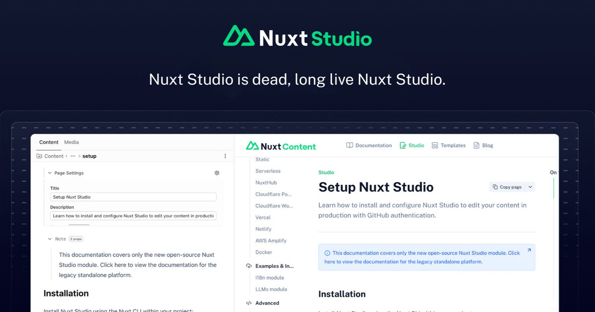 Nuxt Studio 1.0 launches with several enhancements for in-production ...