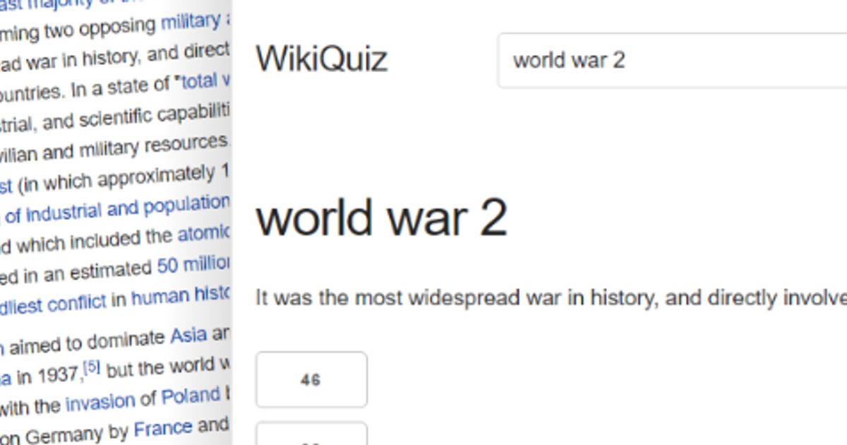 Create quizzes from Wikipedia articles with WikiQuiz | AlternativeTo