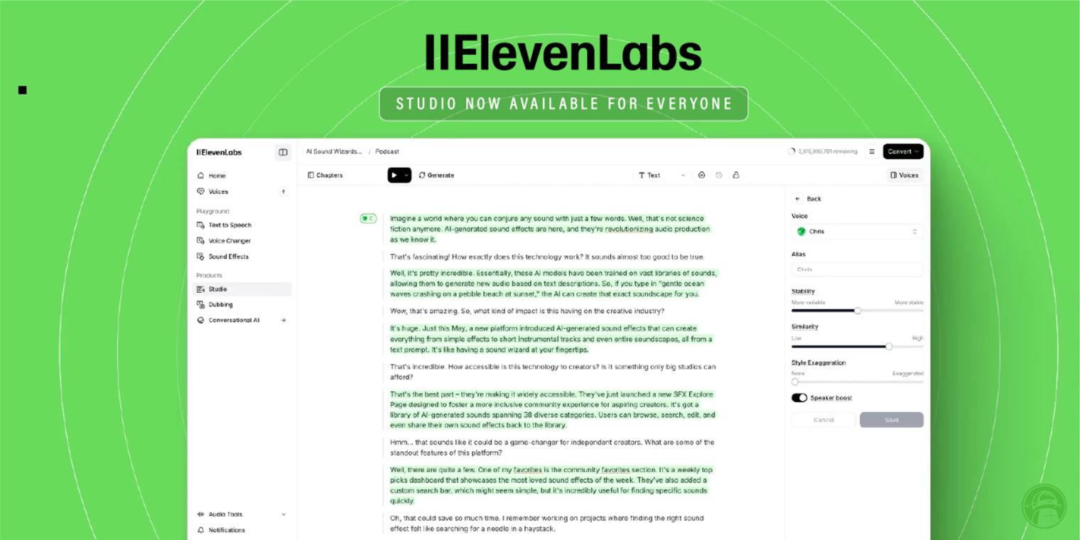 ElevenLabs Expands Studio Access: Free Projects & Enhanced Features for ...