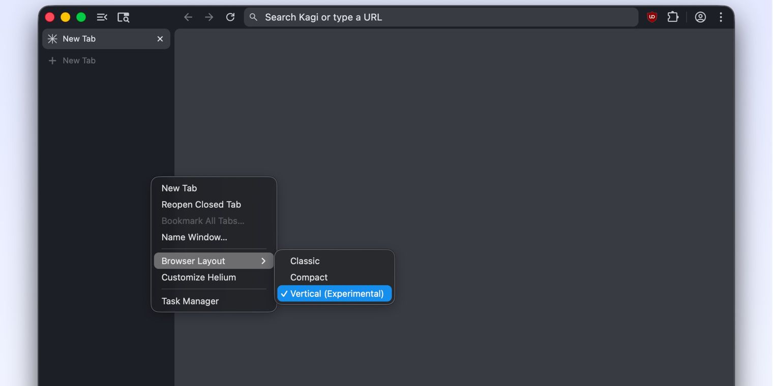 Helium Browser debuts experimental vertical tabs for improved user ...