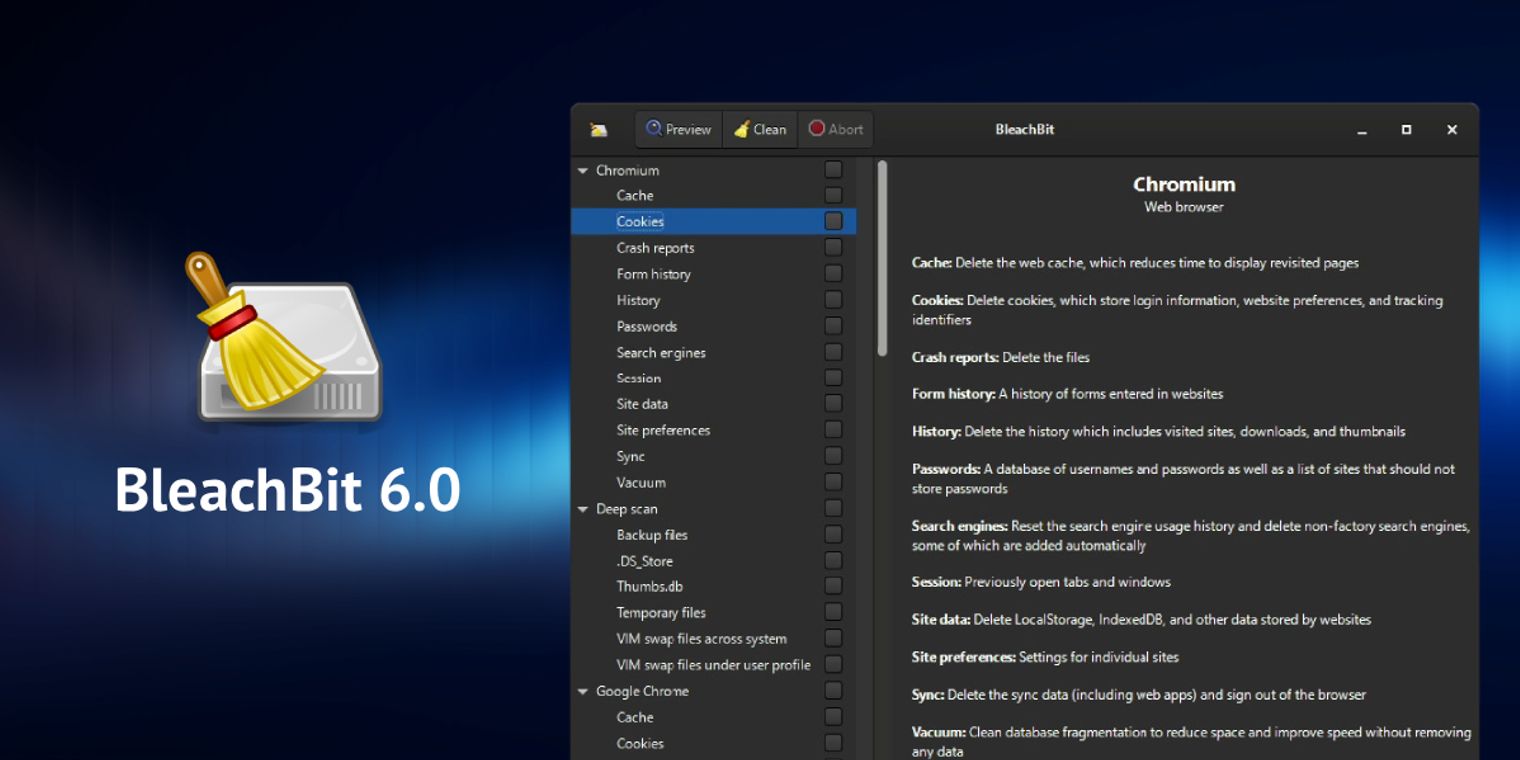 BleachBit 6.0 adds new cookie manager, deeper browser cleaning, and Zen ...