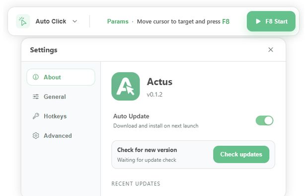 Actus Auto Clicker: Hover your target and press F8 to start or stop ...