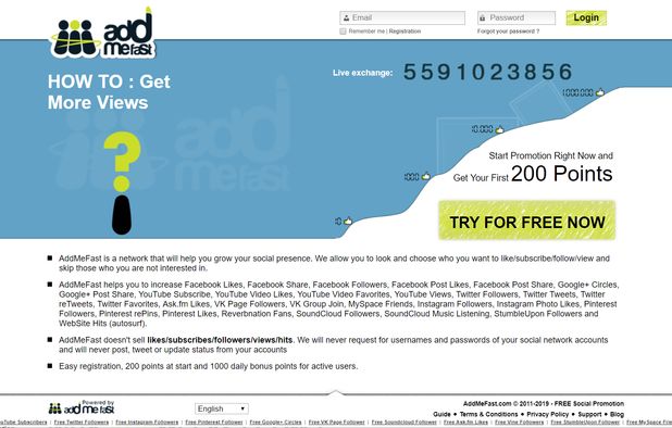 Addmefast: Social credits exchange for likes, followers, views, shares ...