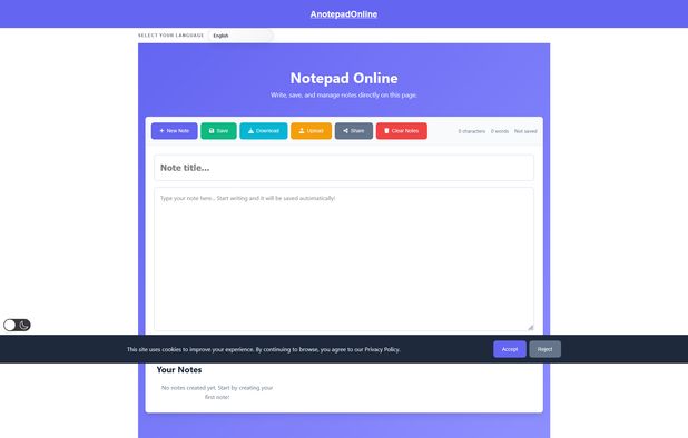 Anotepad Online: A fast, multilingual online notepad with autosave ...