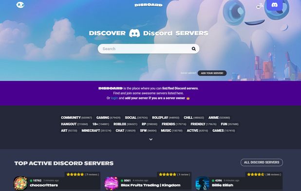Disboard: DISBOARD is the public Discord server listing community ...