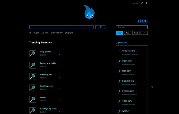 Flaru: A search engine that features an active trends list. | AlternativeTo