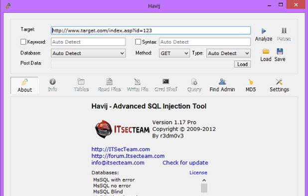 Havij: Advanced Automated SQL Injection Tool | AlternativeTo