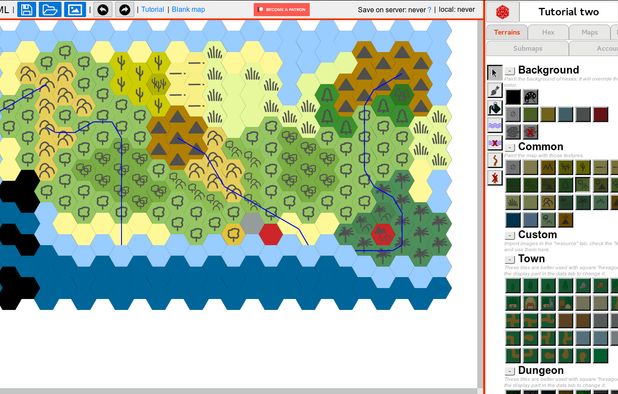 Hextml: Campaign management tool for tabletop RPGs and map drawing tool ...