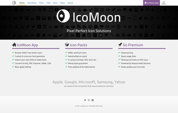 IcoMoon: Provides a package of vector icons, along with a free HTML5 ...