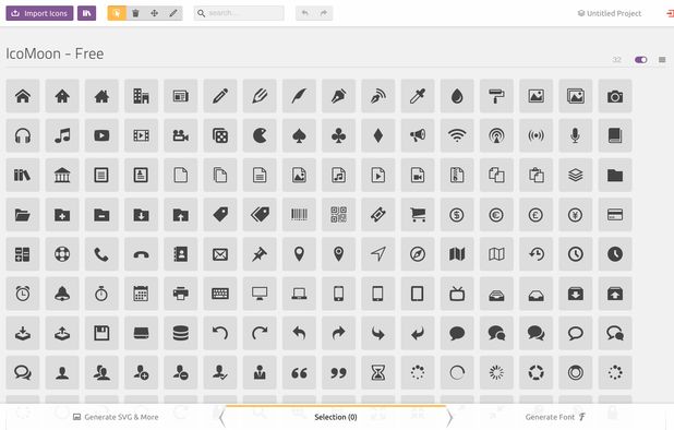 IcoMoon: Provides a package of vector icons, along with a free HTML5 ...