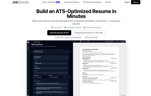 JobScoutly: Free ATS-optimized resume builder with AI job matching ...