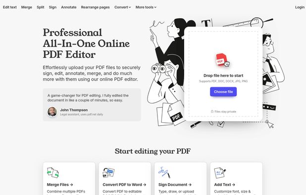 PDF.net: A web-based, all-in-one PDF editor that lets users upload ...
