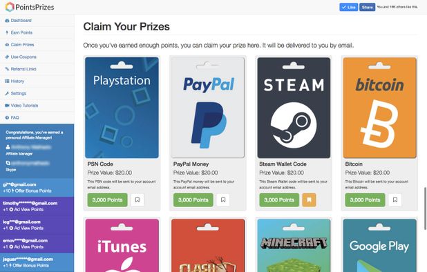 PointsPrizes: Earn free gift card codes from top brands, by doing ...