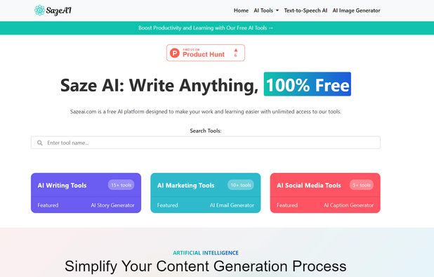 Saze AI: Explore a wide range of AI tools to enhance your productivity ...