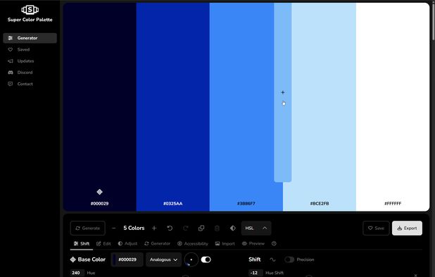 Super Color Palette: Generate super awesome color palettes by shifting ...
