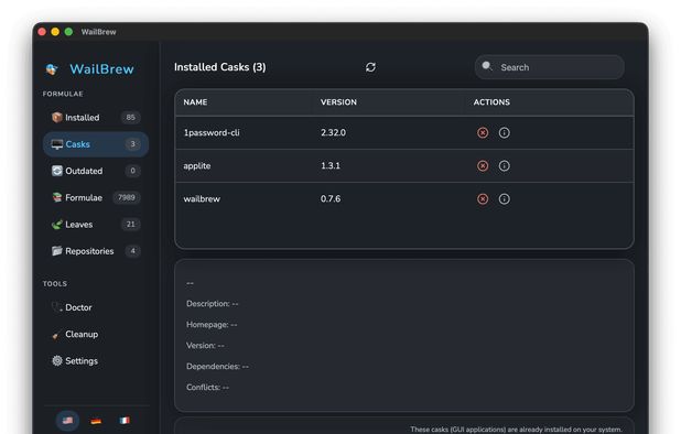 WailBrew: Minimalistic Homebrew GUI made with Go, Wails and React ...