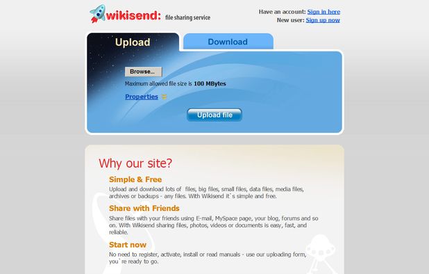 Wikisend: - free file sharing service with 100MB file size | AlternativeTo