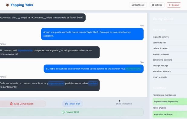 Yapping Yaks: AI speaking practice for intermediate language learners ...